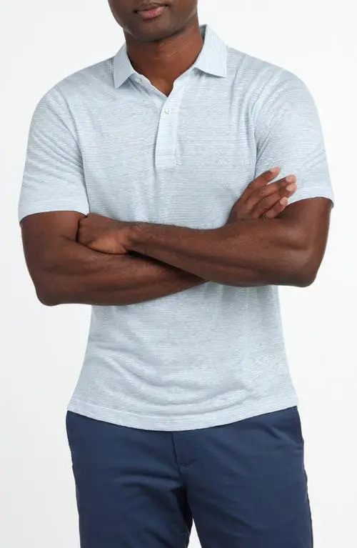 David Donahue Slub Linen Polo - Sky