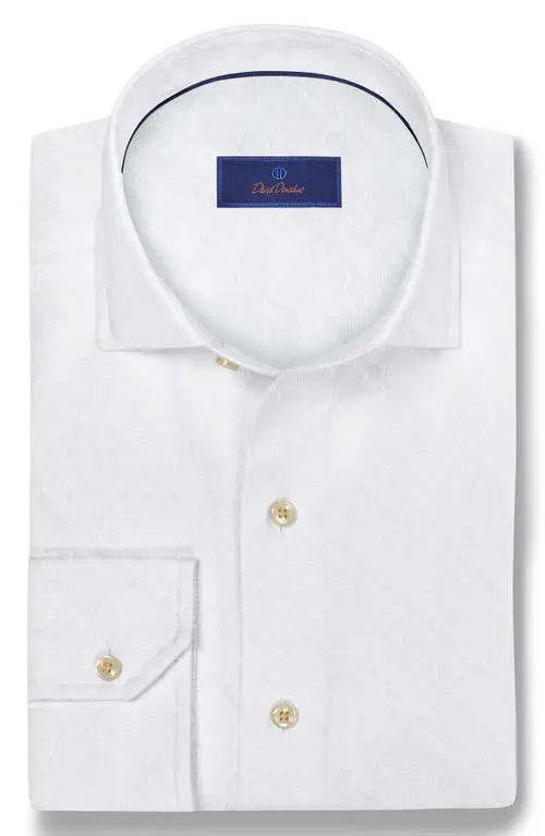 David Donahue Geometric Jacquard Sport Shirt