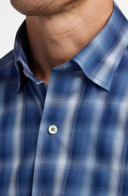David Donahue Ombré Twill Check Sport Shirt - Navy/blue