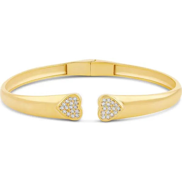 SHYMI Open Pavé Heart Cuff Bracelet - Gold