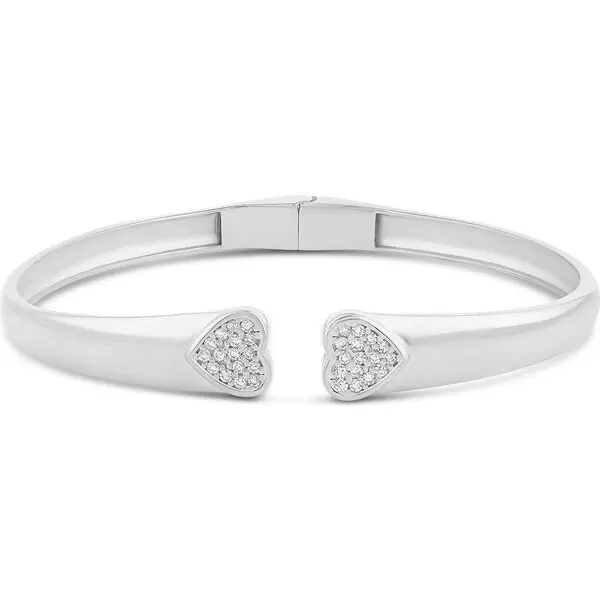 SHYMI Open Pavé Heart Cuff Bracelet - Silver