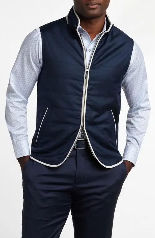 David Donahue Wool Urban Vest - Navy