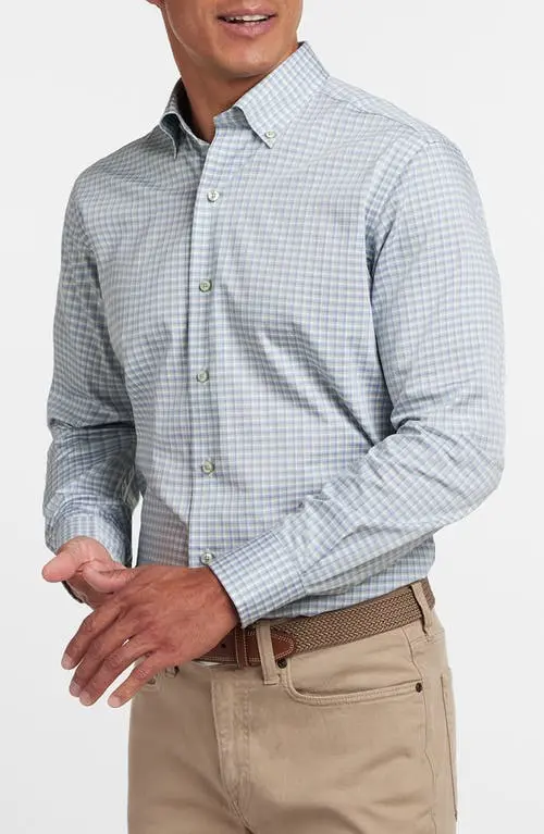 David Donahue Shadow Check Cotton Twill Button-down Shirt