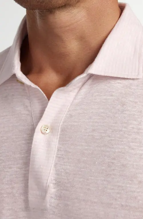David Donahue Weekend Linen Polo - Pale Pink
