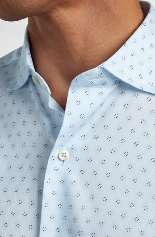 David Donahue Geometric Print Sport Shirt - Sky/navy