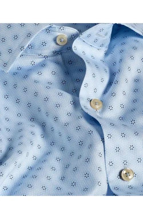 David Donahue Geometric Print Sport Shirt - Sky/navy