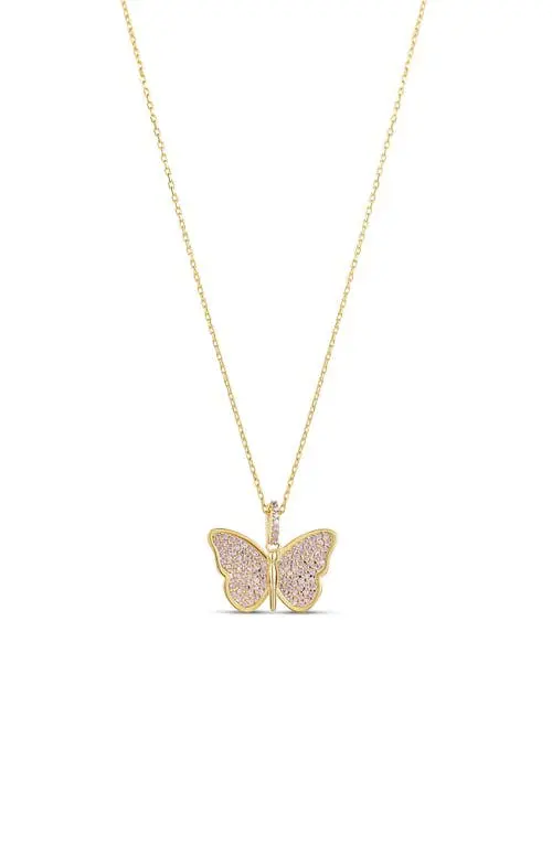 SHYMI Pavé Cubic Zirconia Butterfly Pendant Necklace - Gold