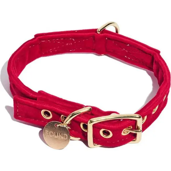 FOUND MY ANIMAL Velvet Dog Collar - Red