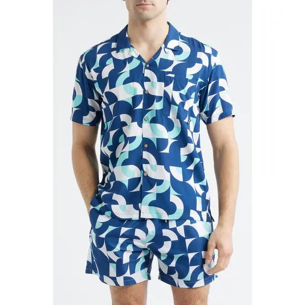 BOARDIES Print Camp Shirt - Blue Multi