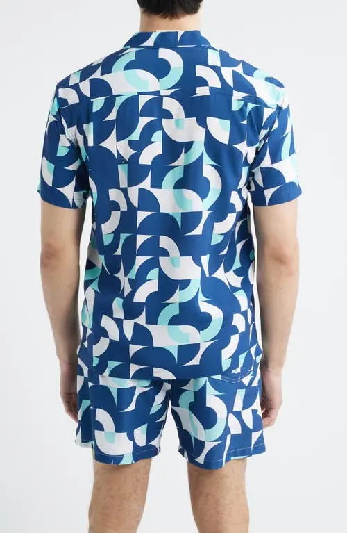 BOARDIES Print Camp Shirt - Blue Multi