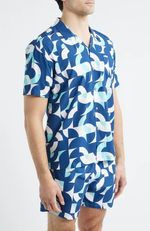 BOARDIES Print Camp Shirt - Blue Multi