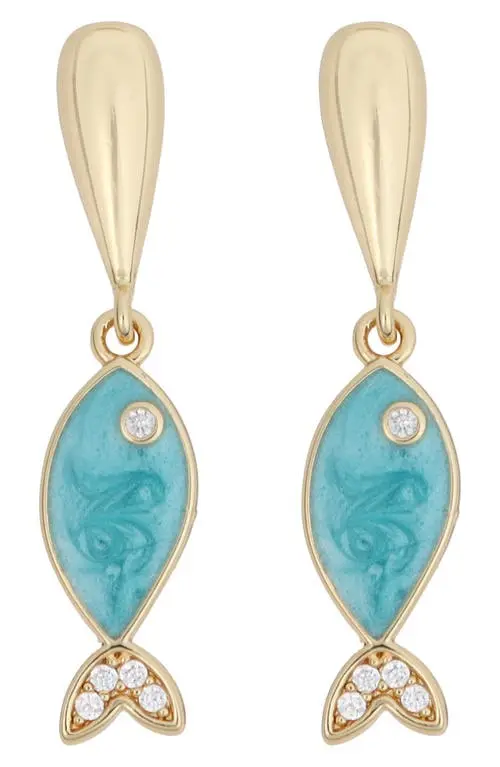 PANACEA Fish Charm Linear Drop Earrings - Turquoise