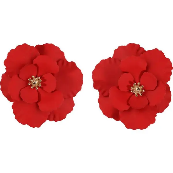 PANACEA Flower Stud Earrings - Red