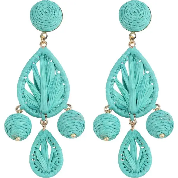 PANACEA Raffia Teardrop Earrings - Turquoise