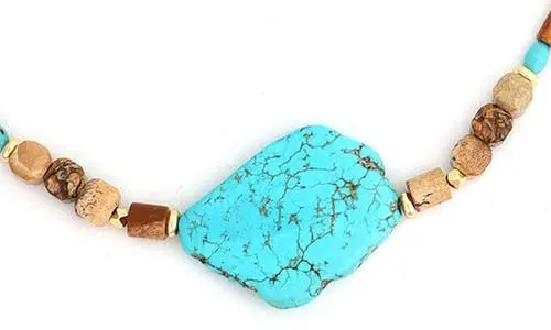 PANACEA Suede Cord Necklace With Stone