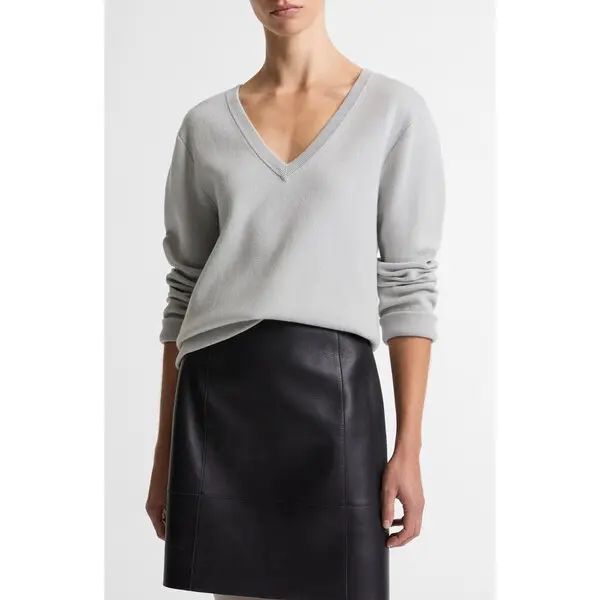 Vince Double Face V-neck Sweater - Pale Tide