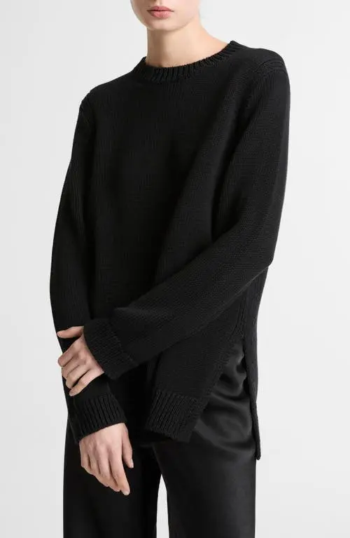 Vince Cotton Blend Tunic Sweater - Black