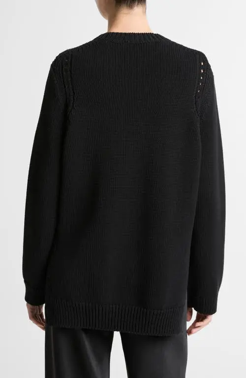 Vince Cotton Blend Tunic Sweater - Black
