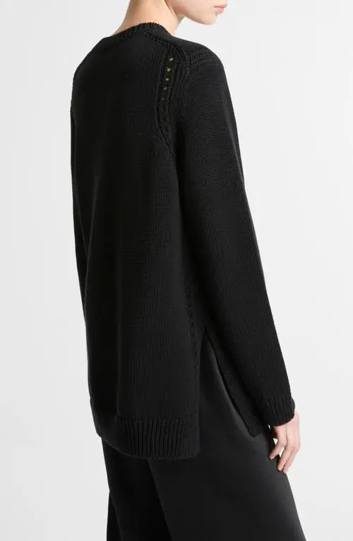 Vince Cotton Blend Tunic Sweater - Black
