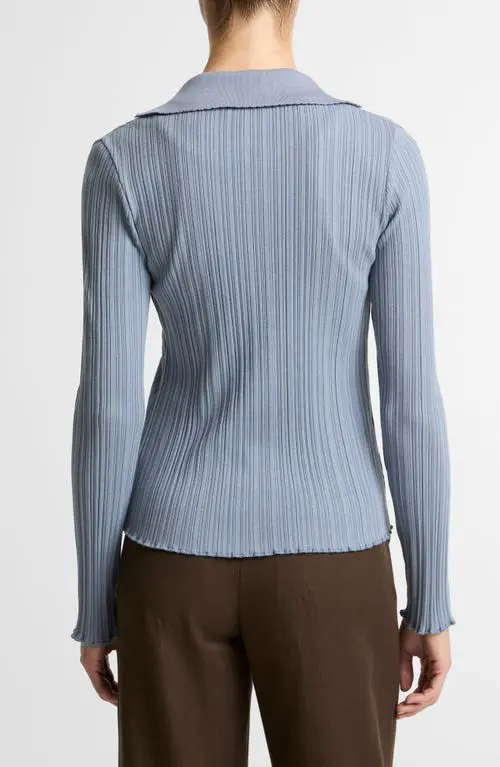 Vince Johnny Collar Rib Cardigan - Azul