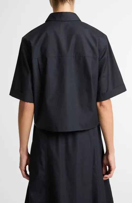 Vince Scallop Detail Short Sleeve Button-up Shirt - Eclipse
