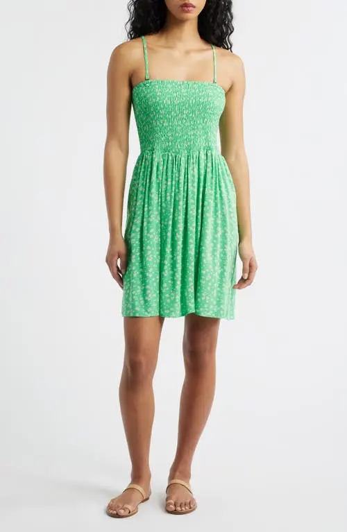 Rip Curl Surf Side Smocked Strapless Minidress - Light Green
