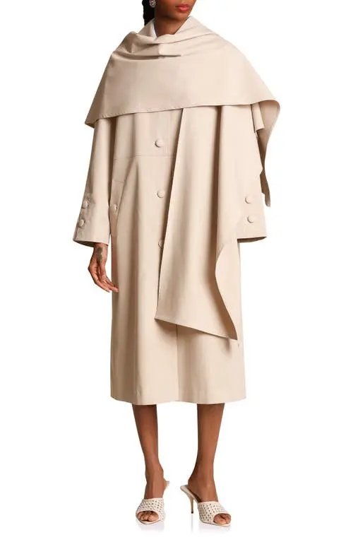 Avec Les Filles Trench Coat With Removable Scarf