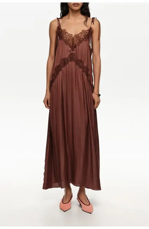 Bimba Y Lola Lace Fluid Maxi Dress - Brown