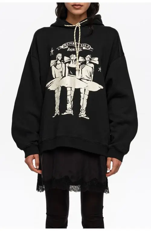 Bimba Y Lola Washed Dancers Logo Hooded Sweatshirt - Washed Black