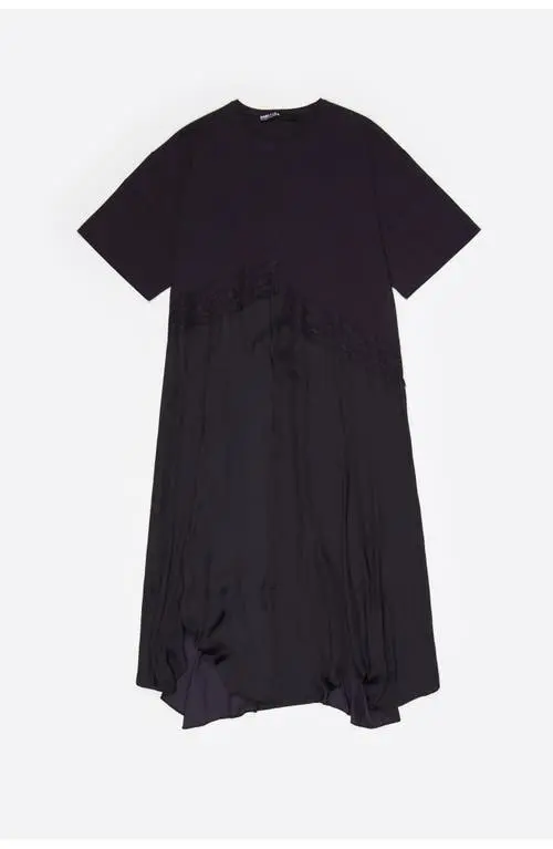 Bimba Y Lola Two-material Asymmetric Midi Dress