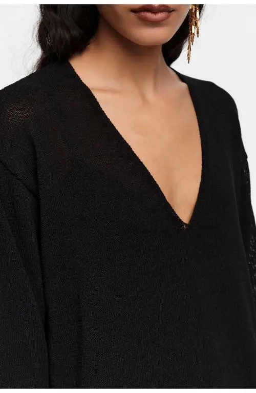 Bimba Y Lola Cotton-blend V-neck Sweater - Black
