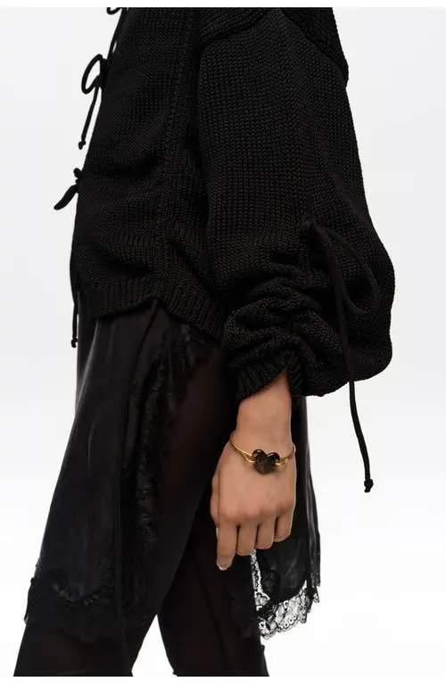 Bimba Y Lola Ruched Tie Cardigan - Black