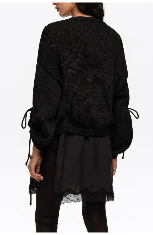 Bimba Y Lola Ruched Tie Cardigan - Black