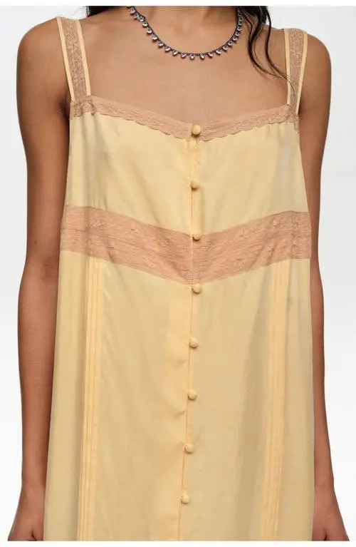 Bimba Y Lola A-line Lyocell-blend Dress With Lace Trim - Yellow