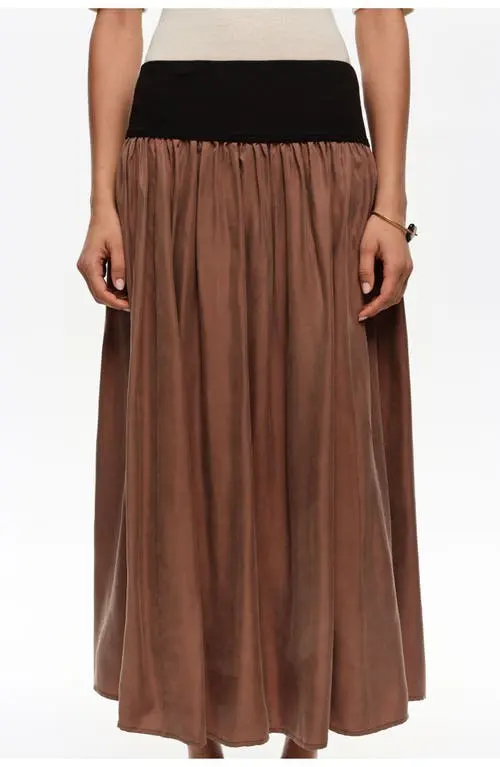 Bimba Y Lola Cupro Flared Midi Skirt