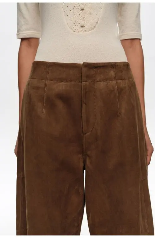 Bimba Y Lola Suede Barrel Trousers