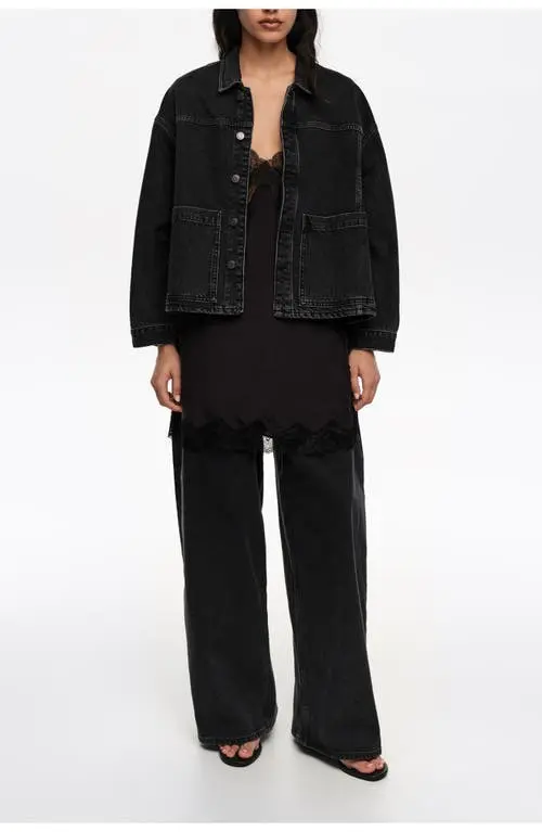 Bimba Y Lola A-line Washed Denim Jacket - Washed Black