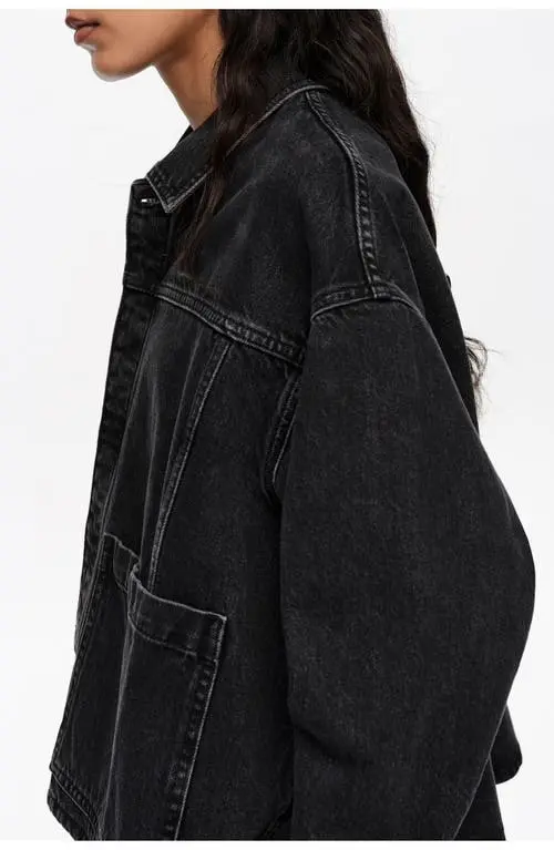 Bimba Y Lola A-line Washed Denim Jacket - Washed Black