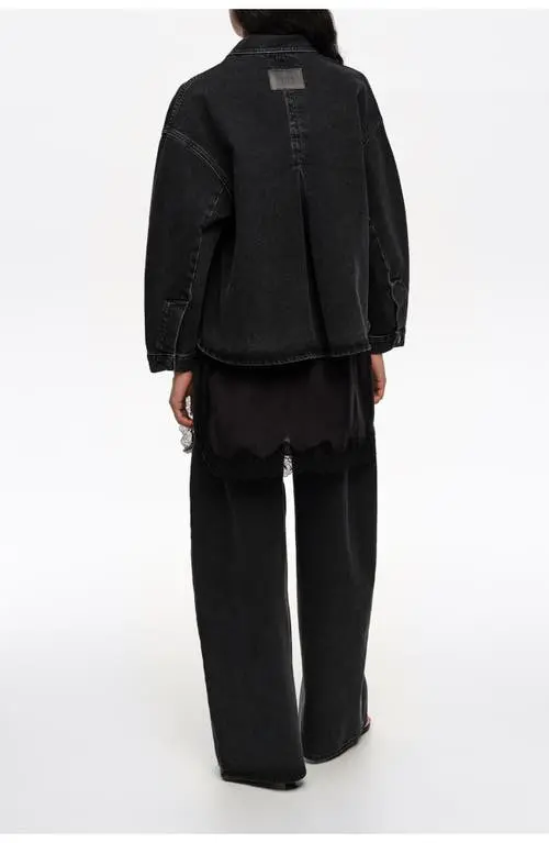 Bimba Y Lola A-line Washed Denim Jacket - Washed Black