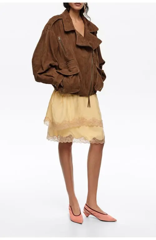 Bimba Y Lola Double-front Suede Jacket - Dark Olive