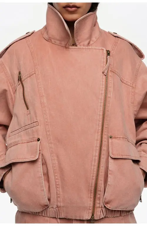 Bimba Y Lola Cropped Denim Jacket With Zip Fastening