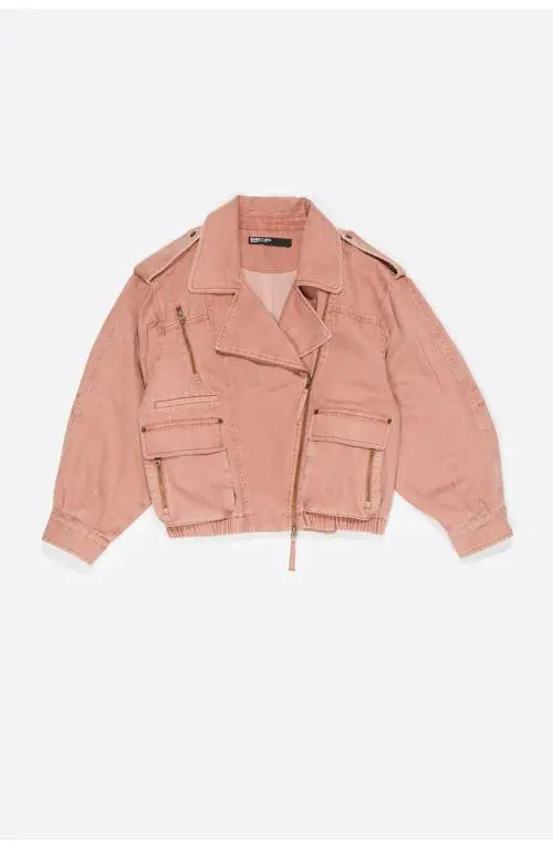 Bimba Y Lola Cropped Denim Jacket With Zip Fastening