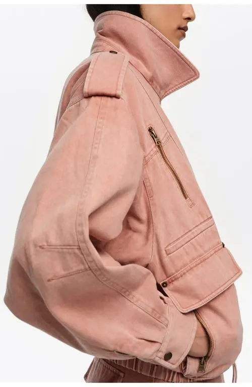 Bimba Y Lola Cropped Denim Jacket With Zip Fastening
