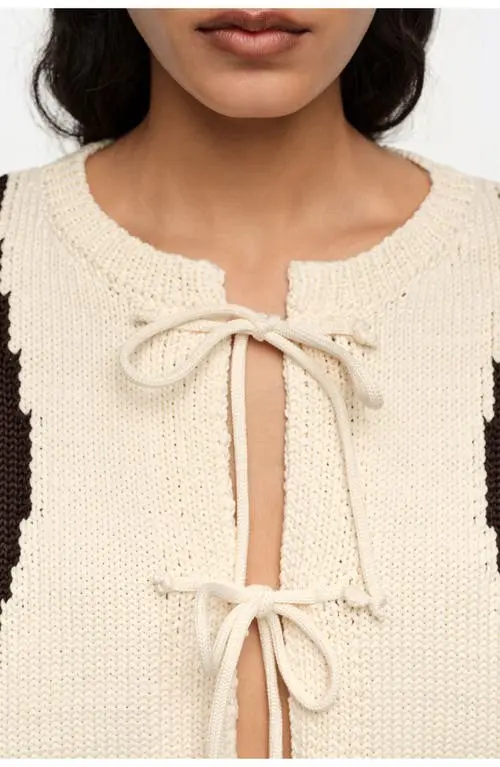 Bimba Y Lola Tricolor Tie Cardigan - Ivory