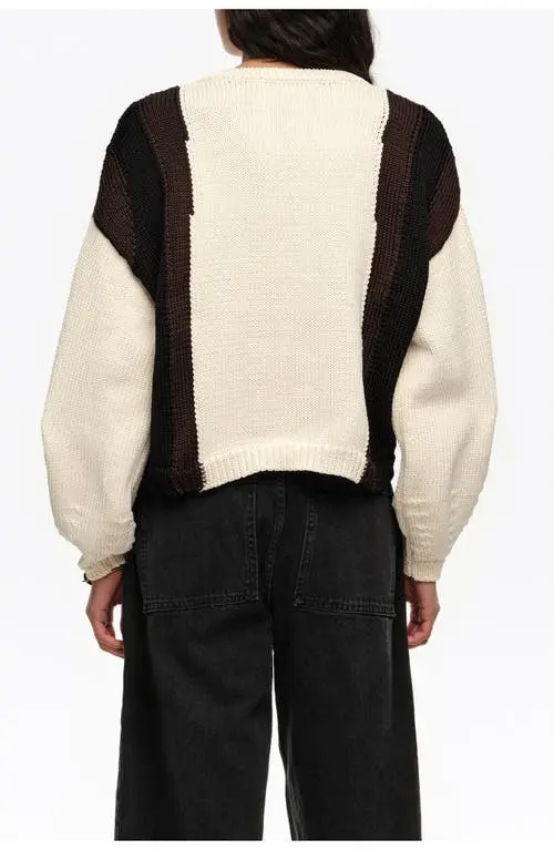 Bimba Y Lola Tricolor Tie Cardigan - Ivory