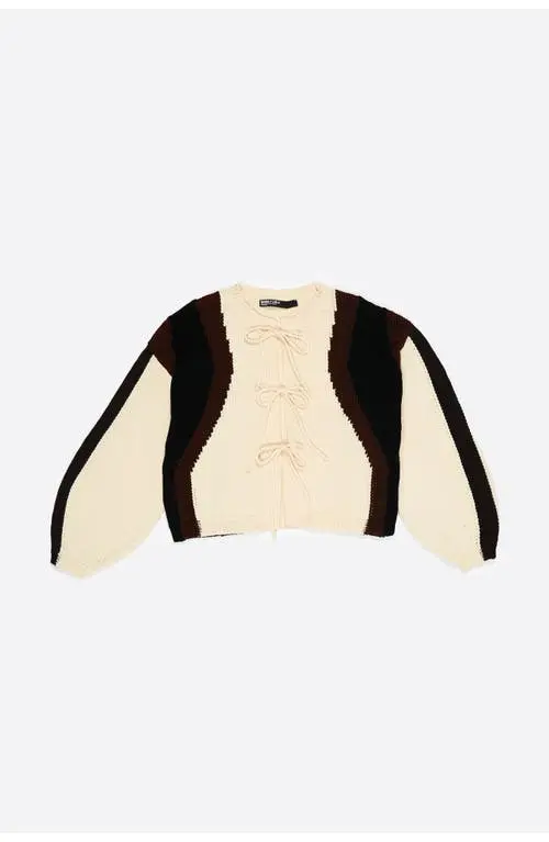 Bimba Y Lola Tricolor Tie Cardigan - Ivory