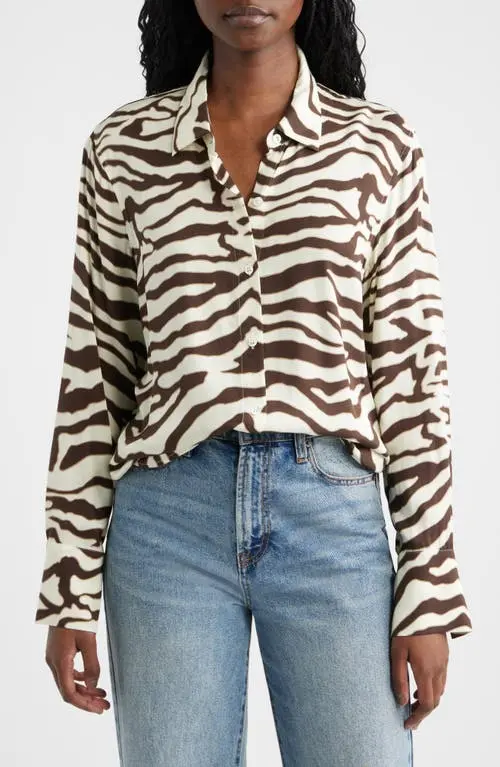 Rails Saige Zebra Stripe Button-up Shirt - Espresso Zebra