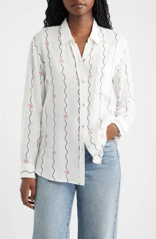 Rails Charli Seashell Stripe Linen Blend Shirt