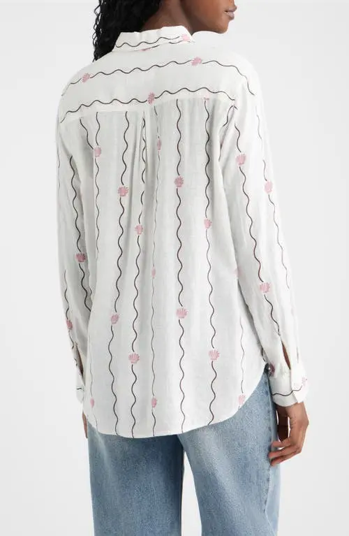 Rails Charli Seashell Stripe Linen Blend Shirt