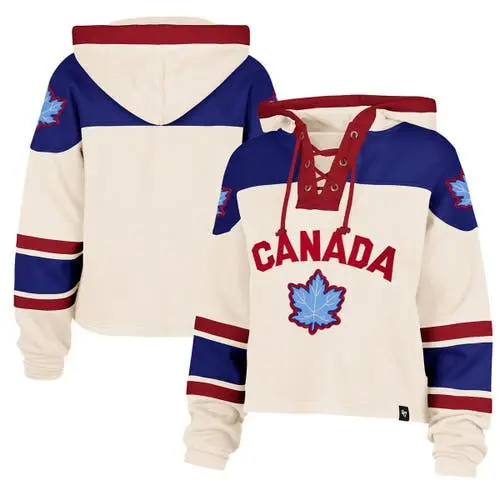 '47 47 Hockey Canada Cropped Superior Lacer Hoodie - Cream